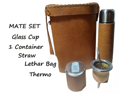 Mate Cup Leather Complete Set to Drink Yerba Mate Kit -Thermos- Mate ...