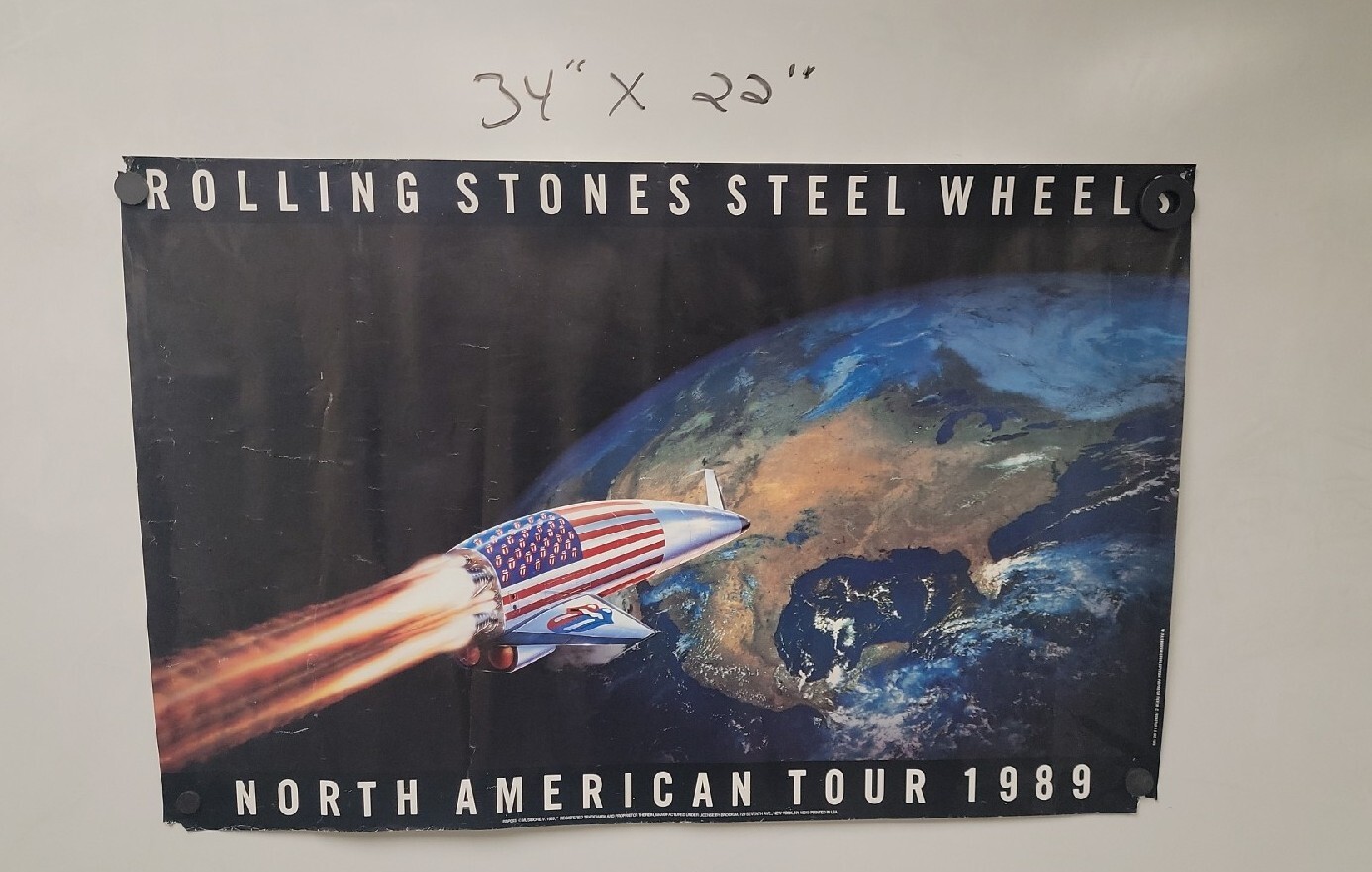 THE ROLLING STONES North American Steel Wheels Tour 1989 POSTER 34" x ...