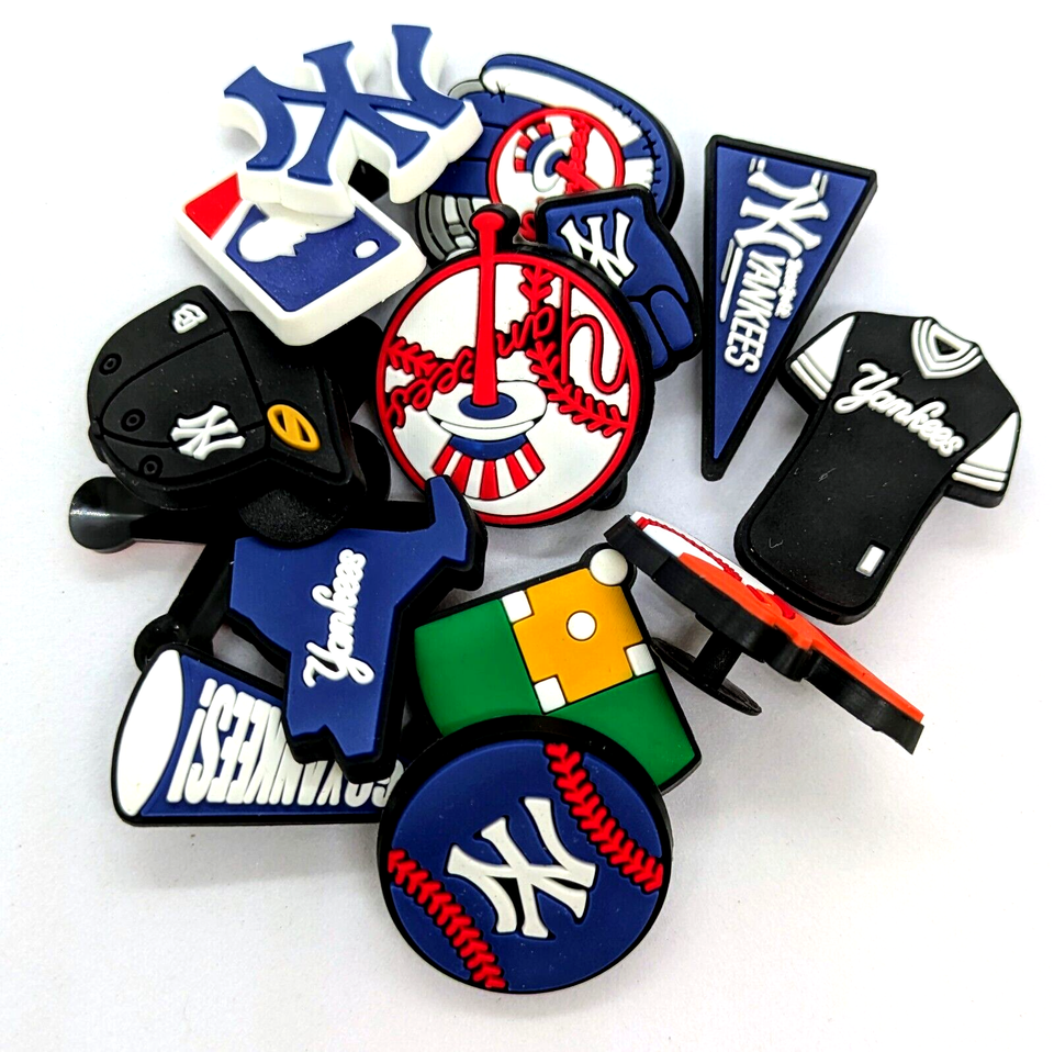 NEW YORK YANKEES SHOE CHARMS (14pcs) Baseball Cool Gift Accessories Set ...