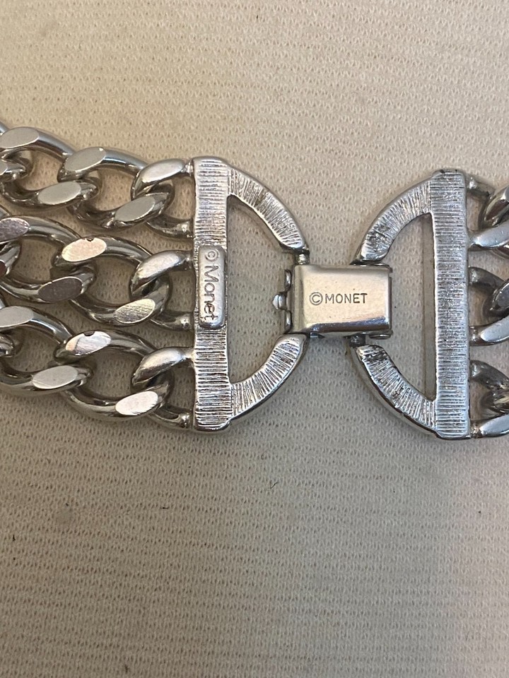 Gorgeous Silver & Gold Tone Chain Monet Necklace | eBay