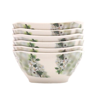 Melamine Floral Designer Square Shape Bowl Set of 6 Piece, 4 inch, 250 ...