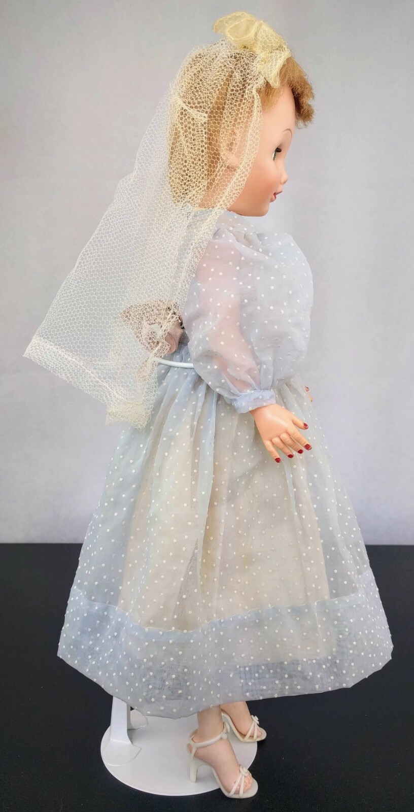 VTG Eegee ? Doll 19" Blue Wedding Dress Green Sleepy Eyes Creepy ...