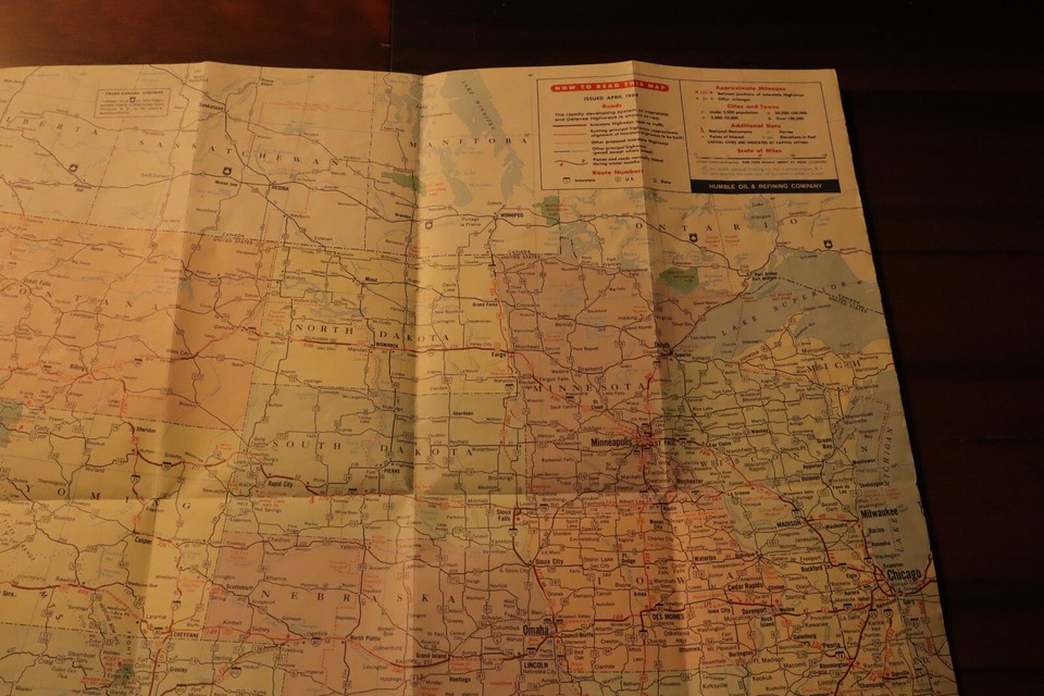 Esso United States Interstate Highway System 1964 25x24 Paper Road Map ...