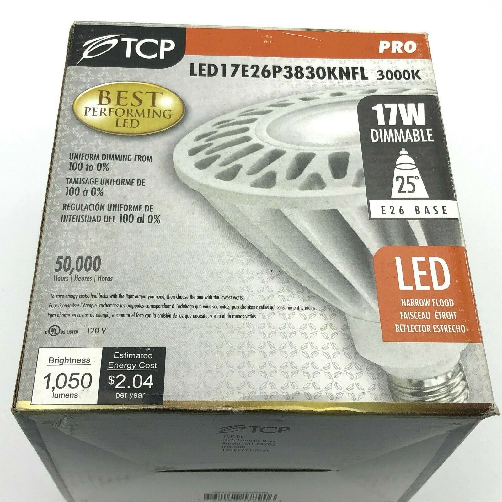 TCP Led17e26p3830knfl Dimmable 17 Watt LED Par38 Narrow Beam Flood 2 ...