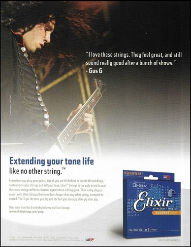 Firewind Gus G. Elixir Electric Guitar Strings advertisement 8 x 11 ad ...
