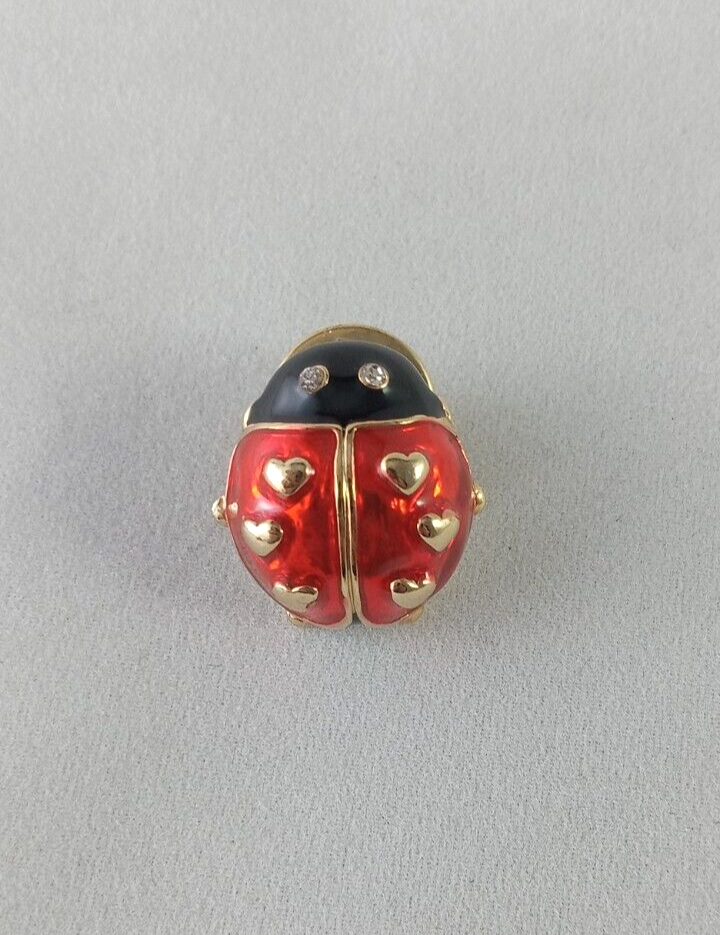 AVON Lady Bug Love Bug Enamel & Rhinestone Gold Tone Pin | eBay