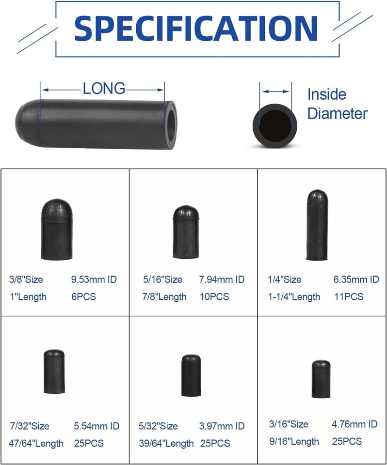 Rubber Vacuum Caps Plug Kit, 102 PCS Assorted Vacuum Plugs Hose End ...