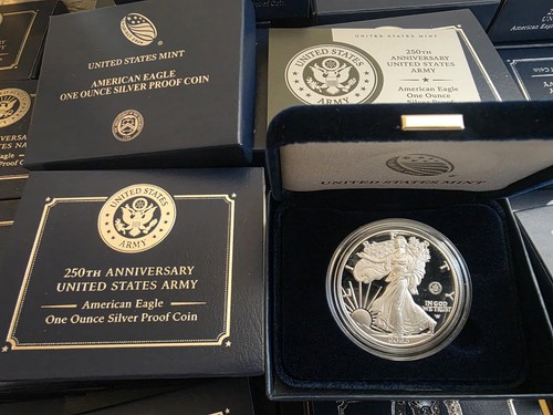 2025-W Proof $1 American Silver Eagle Army Privy 250th Anniversary Box ...
