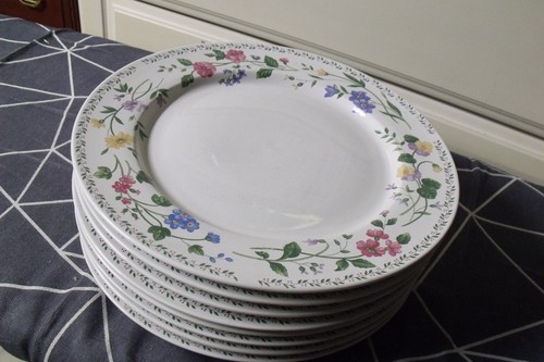 Set of 8 Dinner Plates Farberware English Garden #225 Stoneware 10 1/2 ...