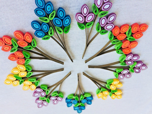 Paper Quilling Flower Bud leaves Branch for cards, wall deco 15lot | eBay