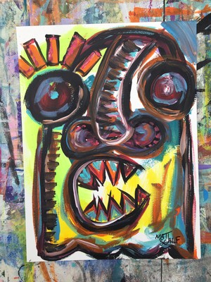 Matt Scalf Face Abstract Street Pop Art Graffiti ORIGINAL PAINTING 9x12 ...