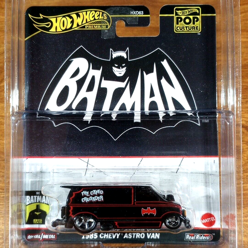 Hot Wheels Premium Pop Culture Batman 1985 Chevy Astro Van Black Real ...