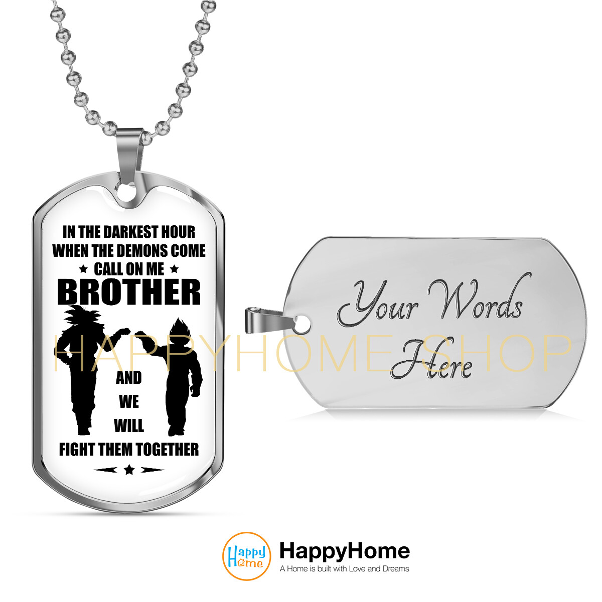 Dog Tag Gift for Brother my Brother Dog Tag Songoku & Vegeta Military ...