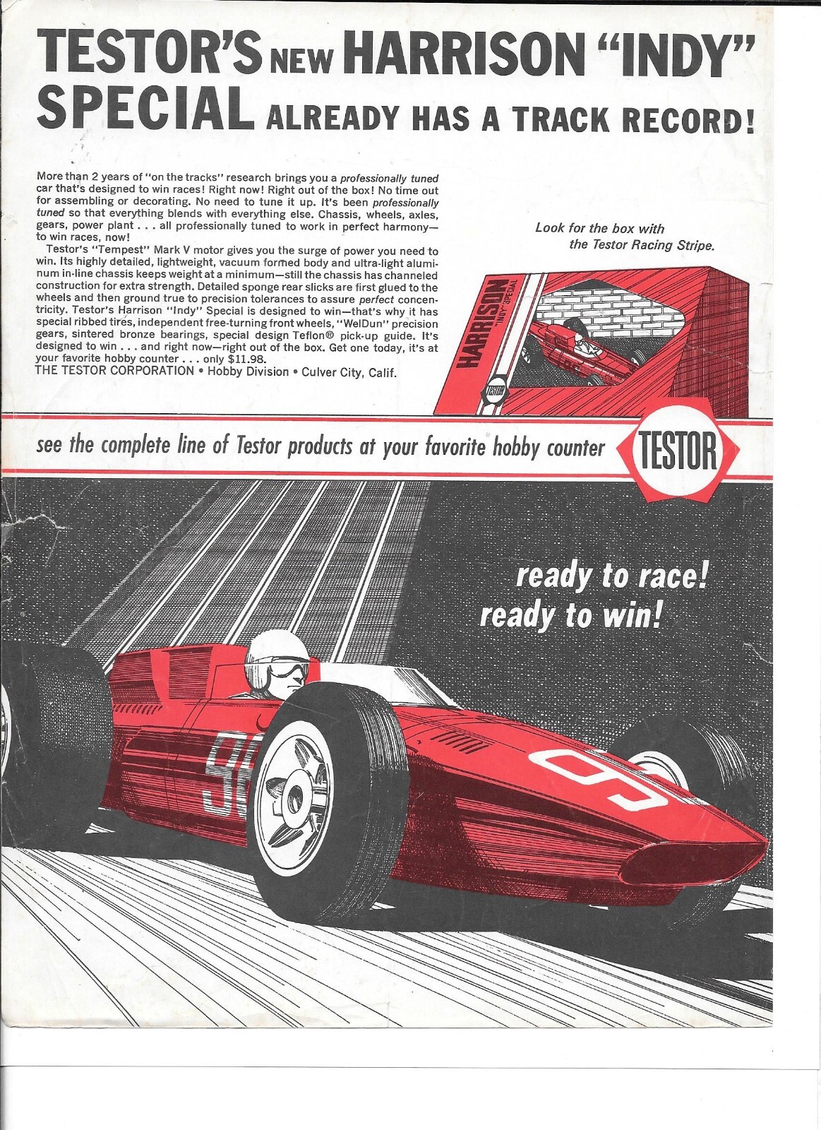 Testor New Harrison "Indy" Special Slot Car Vintage Magazine Ad ...