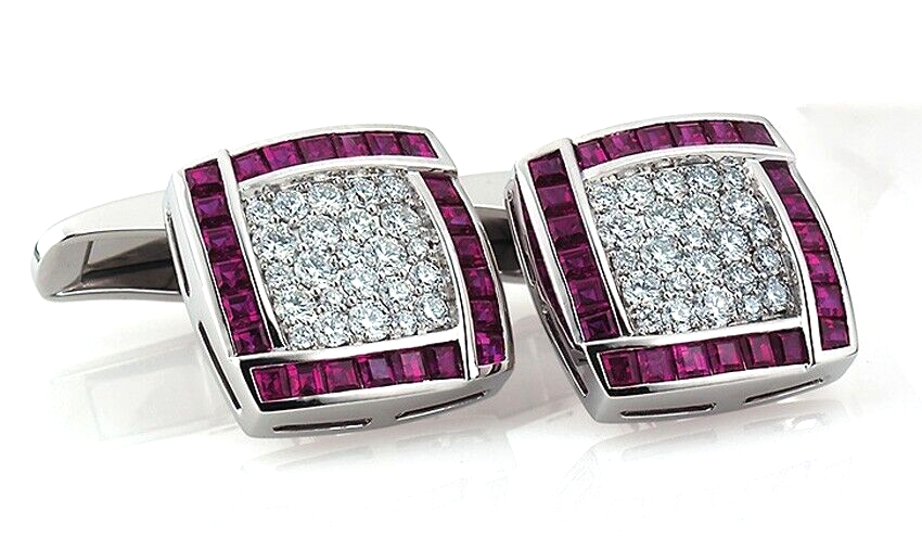 1.20ct Natural Round Diamond Ruby 14k White Gold BIS Hallmarked Mens ...