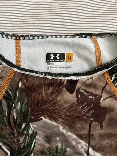 Under Armour Shirt Mens Medium Green Camo HeatGear Scent Control Base ...