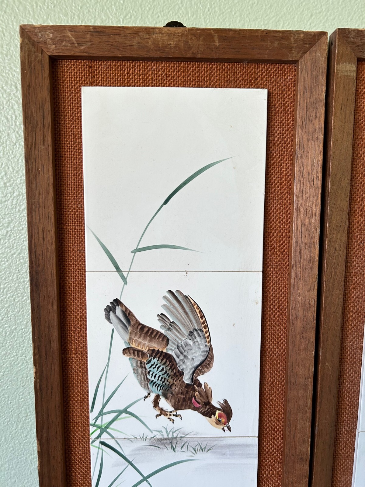 Grouse Game Bird Art Tiles Framed Porcelain Set of 2 Hand Painted CDGC ...