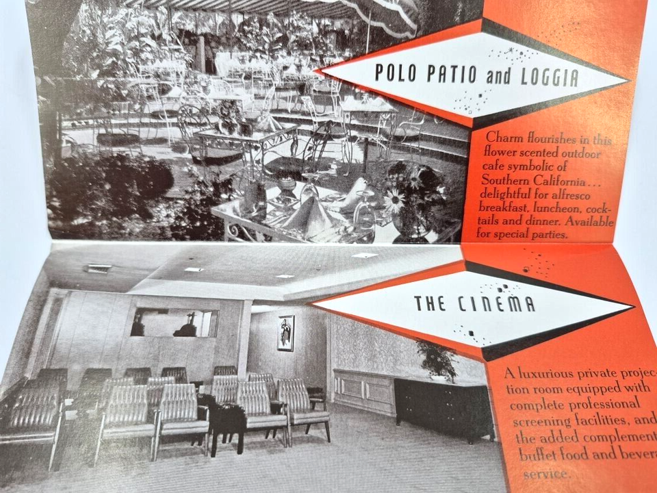 Vintage 50's Entertain At The Beverly Hills Hotel Folded Brochure ...