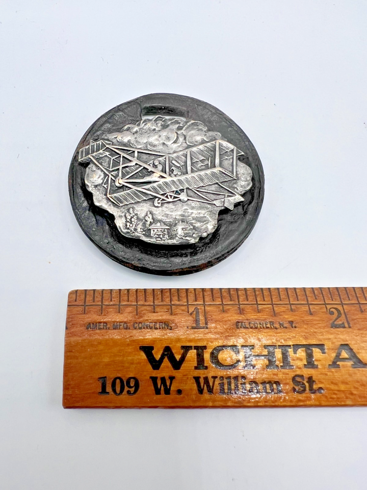 Antique Wright Brothers Pewter Kitty Hawk Scene Watch Fob on Leather ...