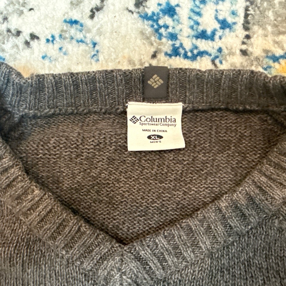 Columbia Sportswear Long Sleeve Knit Sweater Gray Green Men's Size XL ...