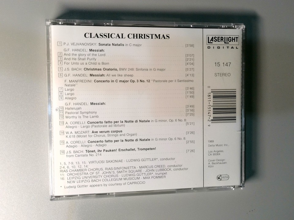 Classical Christmas CD 1989 LaserLight Digital Classical Holiday Music ...