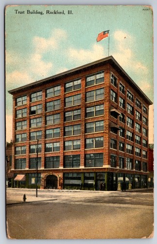 Rockford Illinois~Trust Building~Main Street~1911 Postcard | eBay