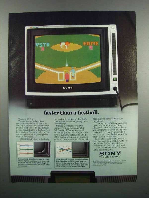 1983 Sony Trinitron Television Ad - Faster Fastball | eBay