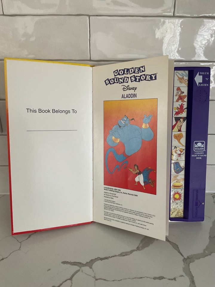 Vintage Disney Golden Sound Story Book ALADDIN Electronic Storybook ...