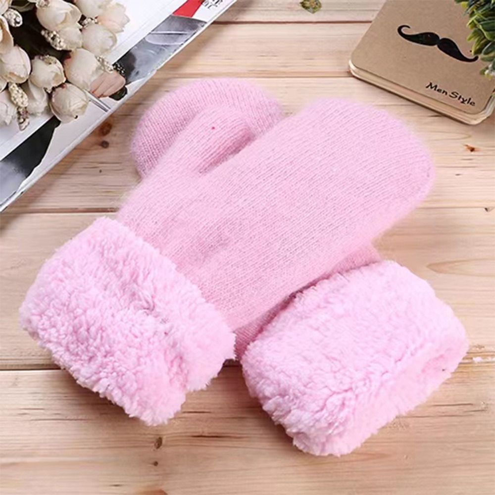 Wool Cashmere Plush Mittens Thicken Winter Hand Protection Cold Outdoor ...