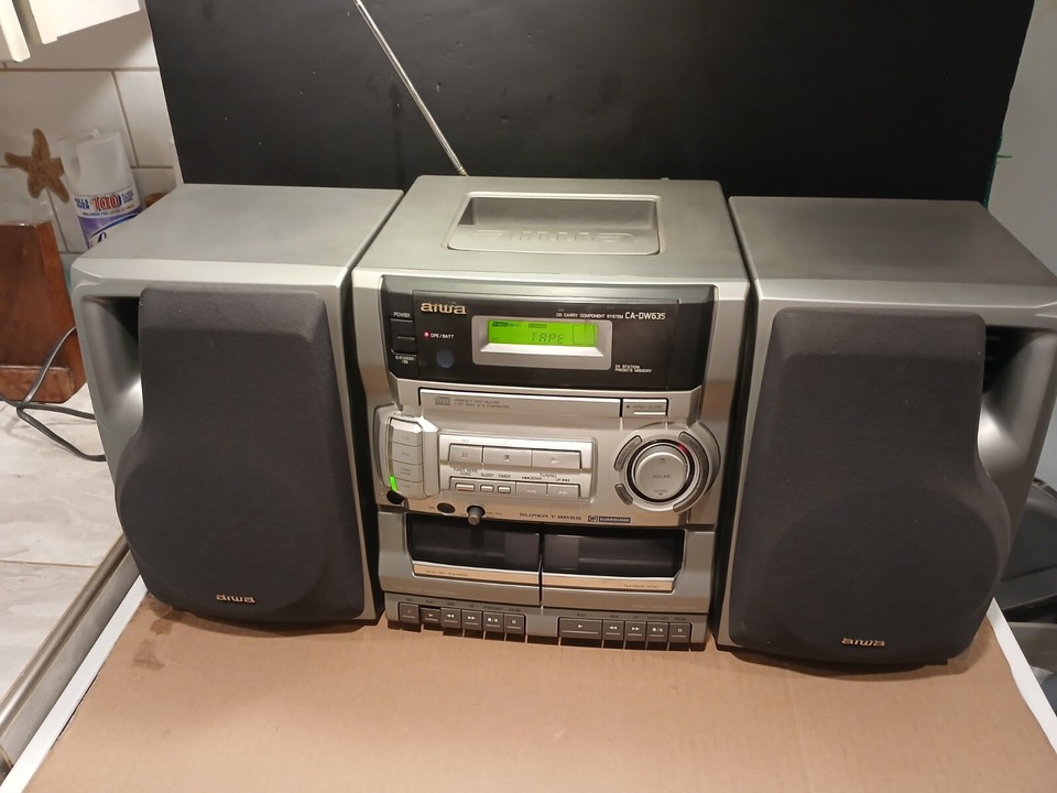 AIWA CA-DW635 Dual Casette, CD Player, Battery or Land Power MNFG 1999 Vintage | eBay