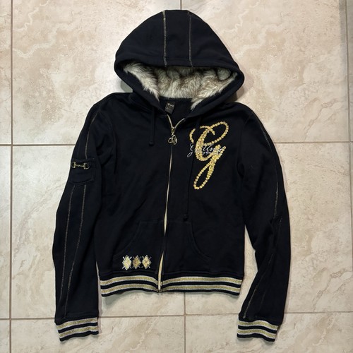 y2k G-Unit rhinestone bling fur cropped hoodie womens medium | eBay
