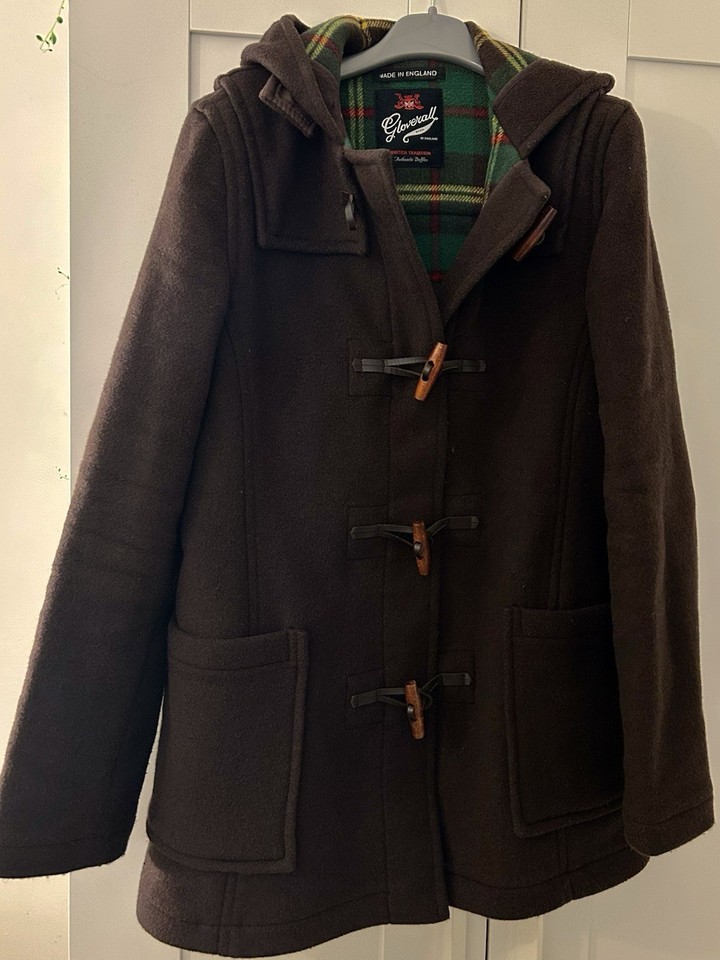 Gloverall Women’s Toggle Duffle Coat Wool Blend, Hooded, Dark Brown Size 8 | eBay UK