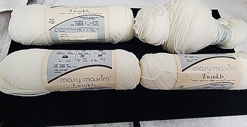 Vintage Mary Maxim Twinkle yarn Baby weight White 1oz (Lot of 4 skeins ...