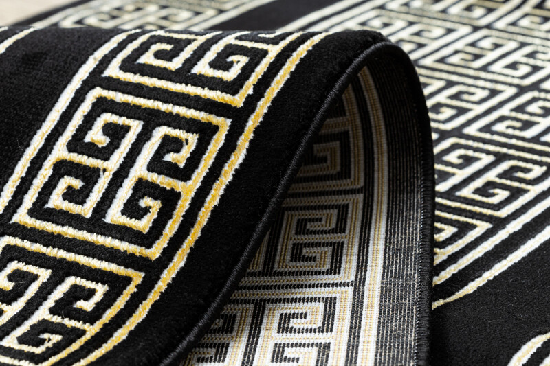 Amazing Modern Elegant Rug Runner "GLOSS" frame greek BLACK / GOLD Best ...