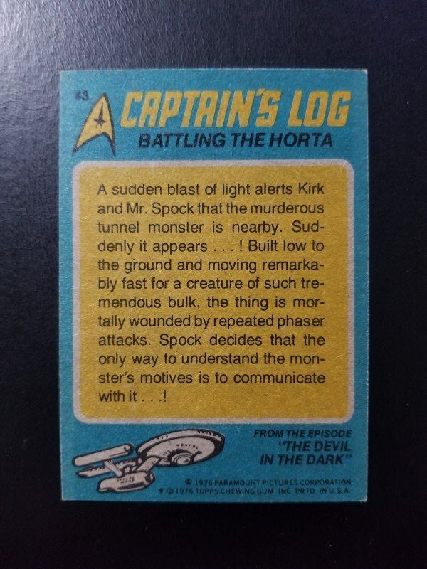 1976 TOPPS STAR TREK TRADING CARD # 43 BATTLING THE HORTA | eBay