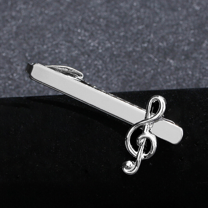 Fashion Men Musical Note Tie Clip Silver Business Tie Statement Decor ...