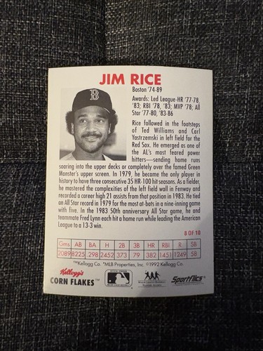 1992 Kellogg's Corn Flakes All-Stars #8 Jim Rice | eBay