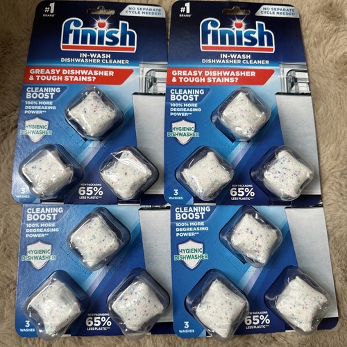 4 x Finish in wash Dishwasher Cleaner Tablets Clean Hidden Grease ...