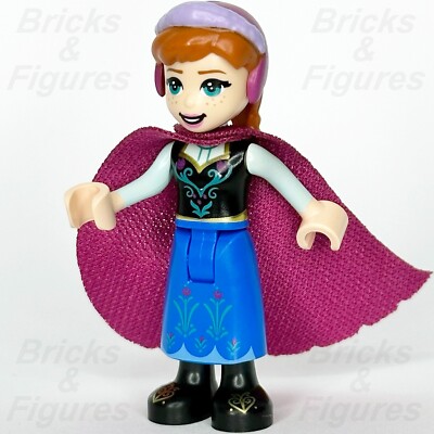 LEGO® Frozen Anna Minifigure Blue Skirt Magenta Cape Disney Princess ...