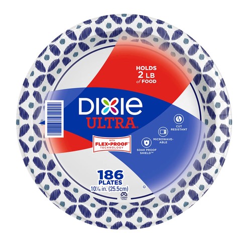 (186 PLATES) DIXIE PAPER PLATE 10" WHITE/BLUE DESIGN DIXIE HEAVY DUTY ...