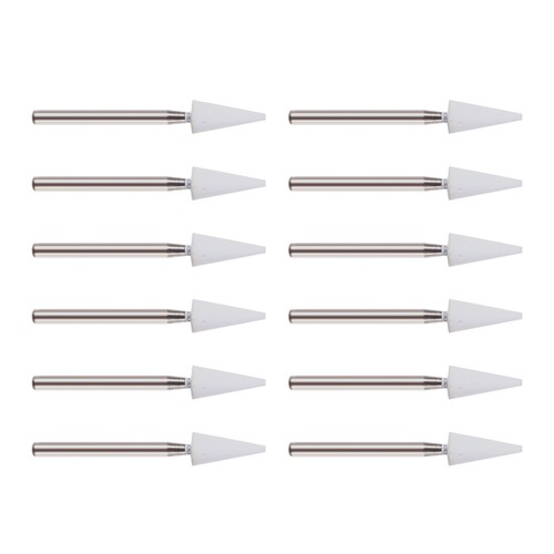 12*Dental Mounted White Stone Polishing Burs FG Cone Abrasion Point ...