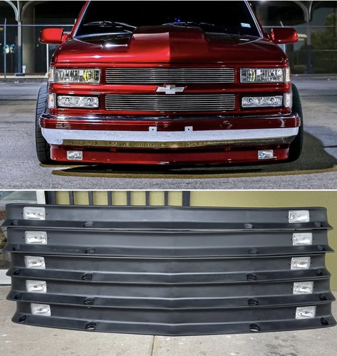 1988-1998 Chevy GMC OBS Bumper Lower Valance Air Dam w/ White LED Fog ...