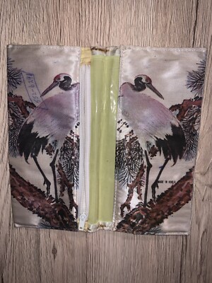 Vintage Korean Silk Wallet Check Book Holder With Cranes | eBay