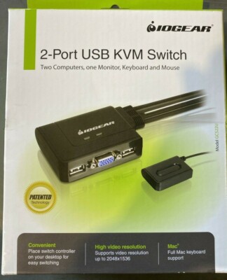 IOGEAR GCS22U KVM Switch 2 PORTS USB VGA CABLE KVM SWITCH New ...