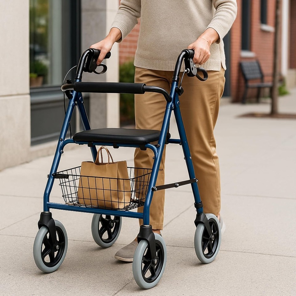 Helping Hand Company Lightweight Wheeled Folding Rollator Walker 4 ...