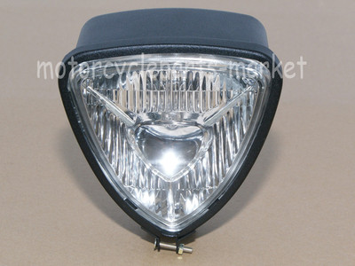 Black Universal Motorcycle Headlight Center Dip Lens TRIANGLE SHAPED ...