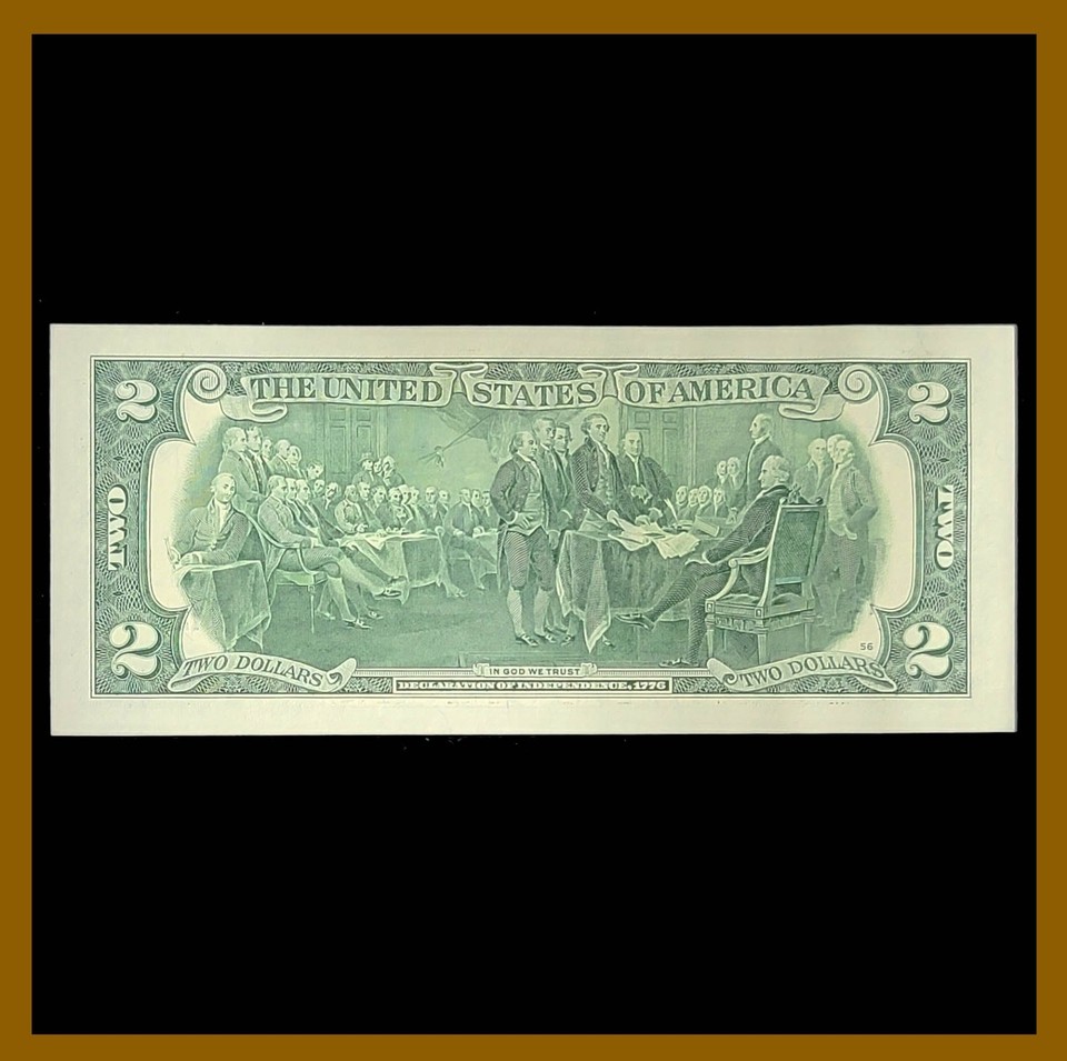US Colorized 2 Dollars Bill Legal Tender Independence Day 4th of July ...