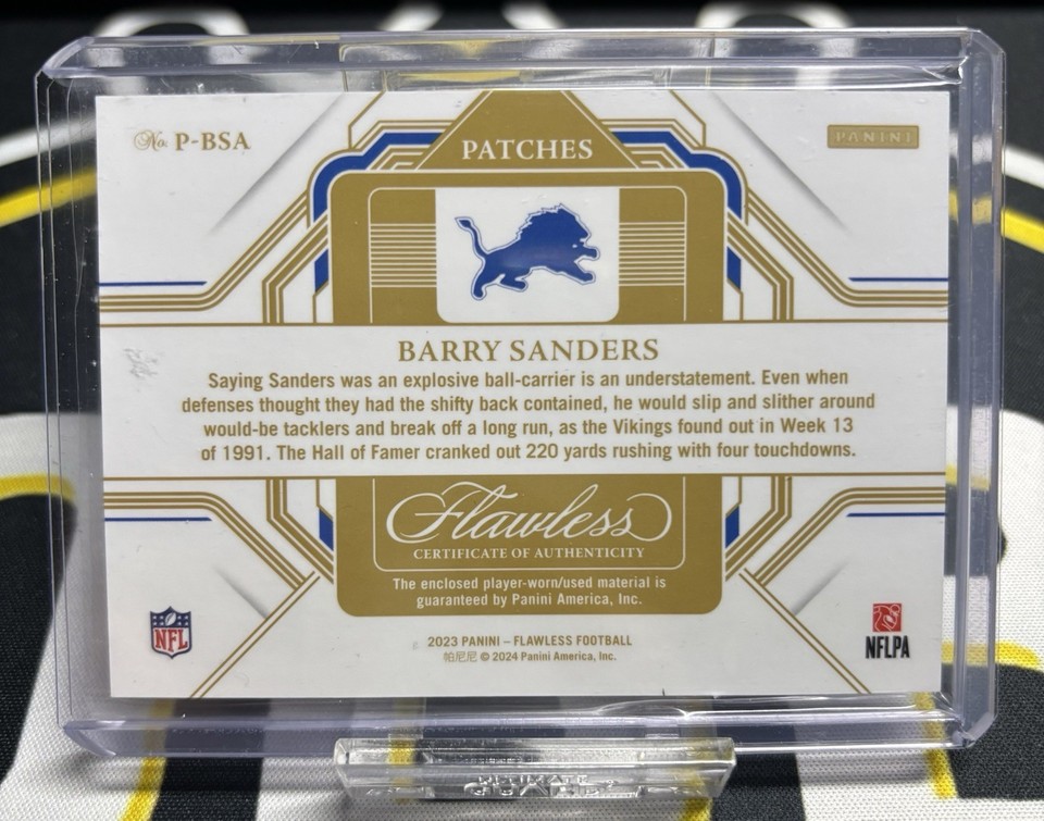 2023 Panini Flawless 12/15 Ruby Barry Sanders Worn/Used Patch Lions | eBay