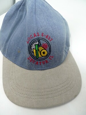 Lot 14 Local 6-837 UNION USA Decatur IL Denim Blue Hat Use Party Favors ...