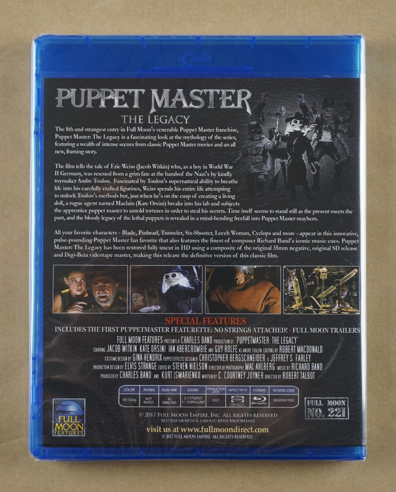 Puppet Master: The Legacy (Blu-ray, 2003) Charles Band's Jacob Witkin ...